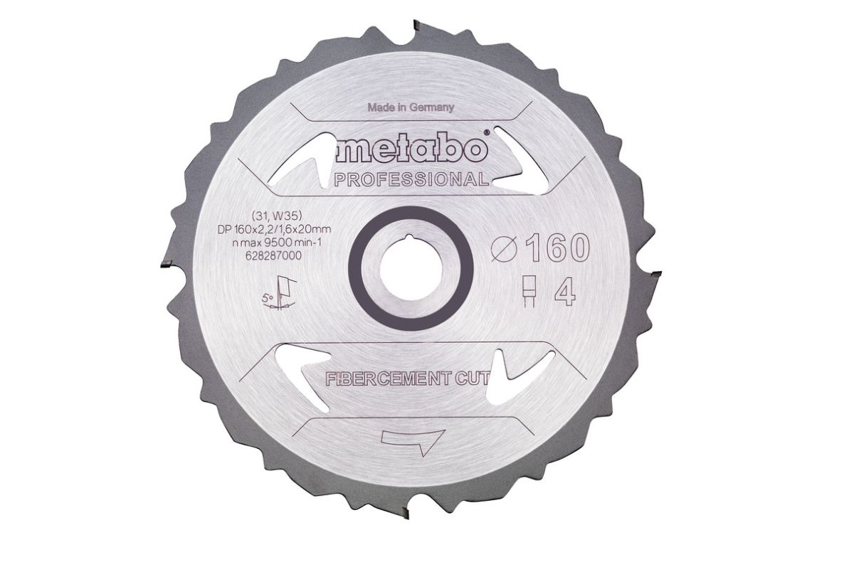 Metabo Accessoires 628287000 Cirkelzaagblad Fibercement Cut Prof 160x20 4DFZ 5°