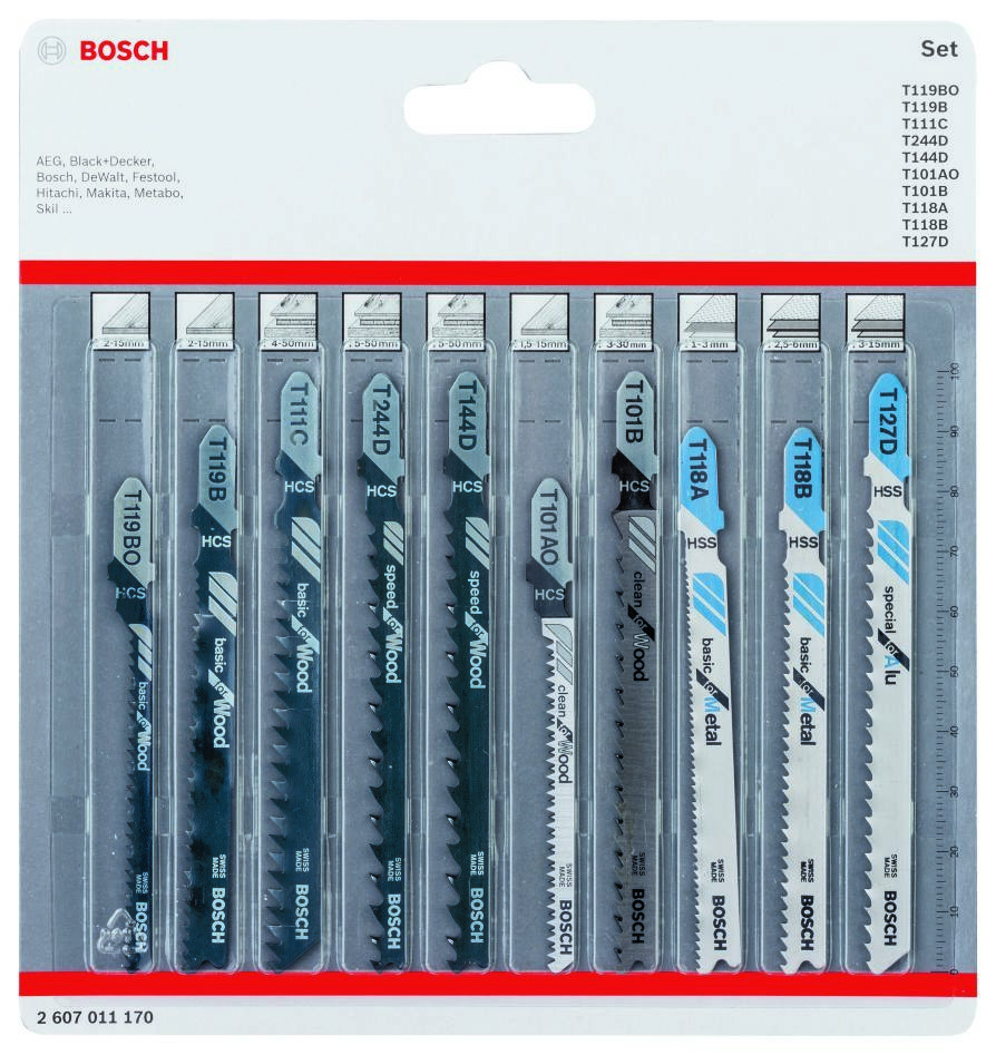 Bosch Blauw Accessoires 2607011170 10-zaagbladenset Wood and Metal