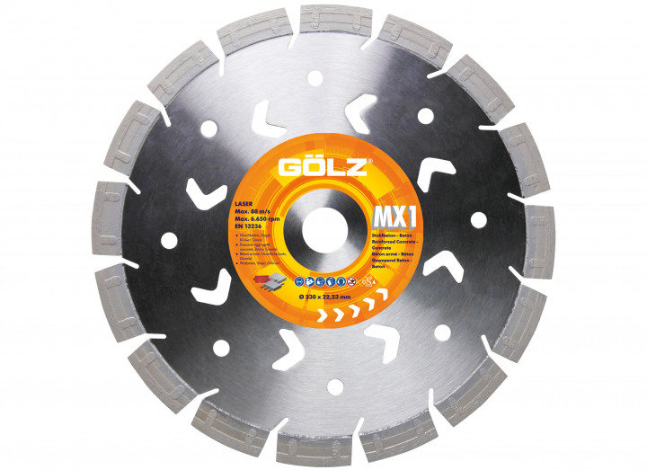 Gölz MX1230 MX1 Diamantzaagblad Universeel 230 x 22.2 mm